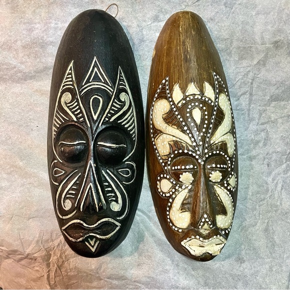 Wall Decor | 9s Balinese Handcarved Wooden Masks Rare Indonesian Art ...